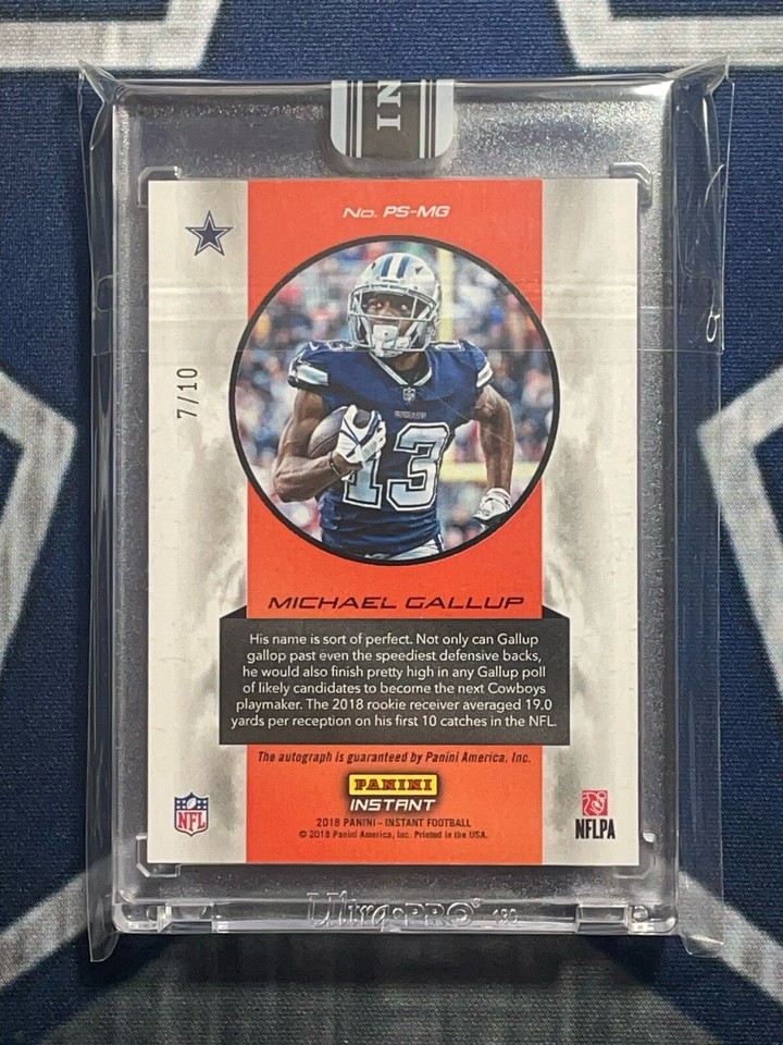 2018 Panini Instant MICHAEL GALLUP RC Pylon Signatures Rookie Card Auto ...