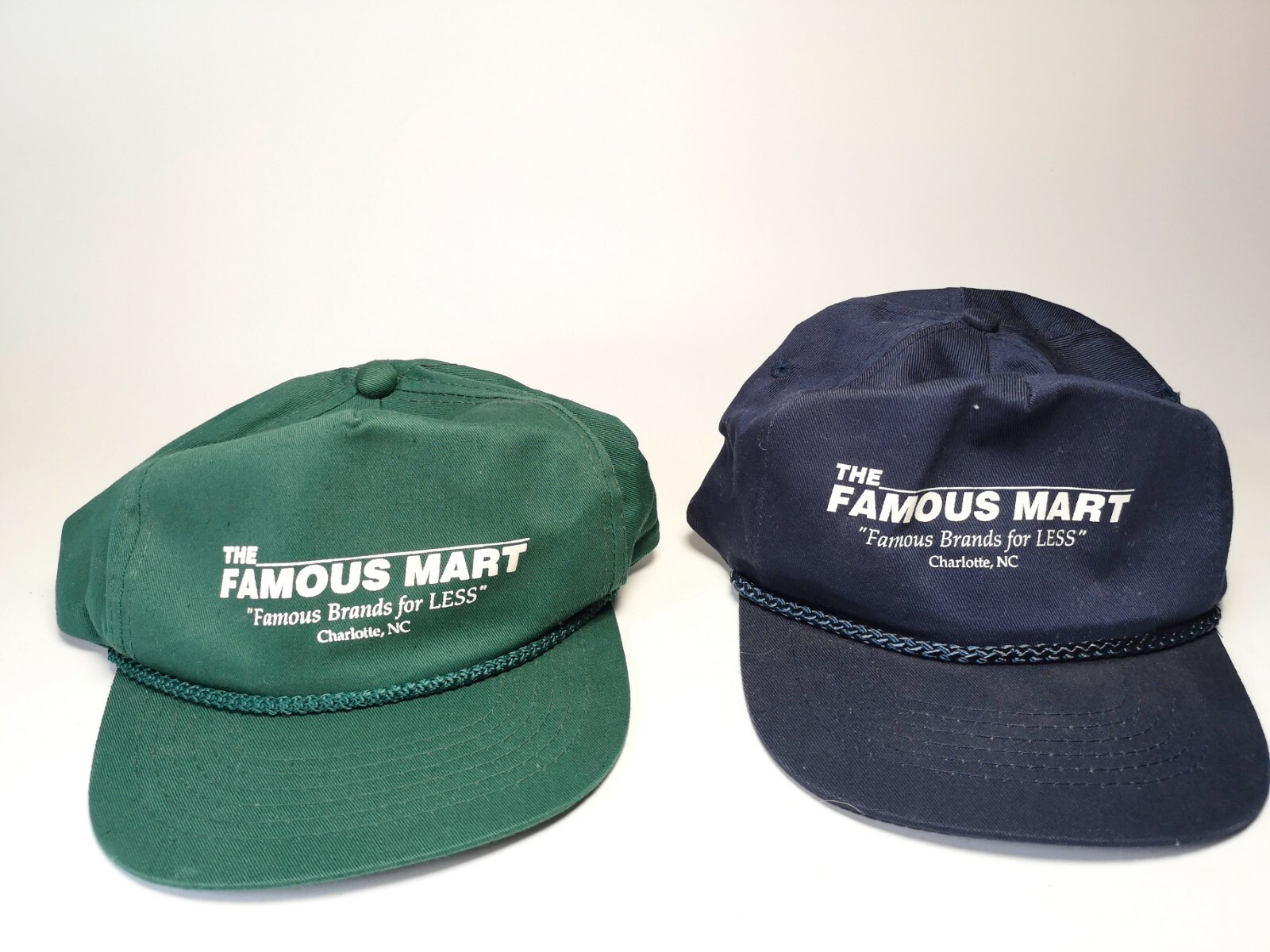 2 Vintage Famous Mart Charlotte NC Trucker Snapback H… - Gem