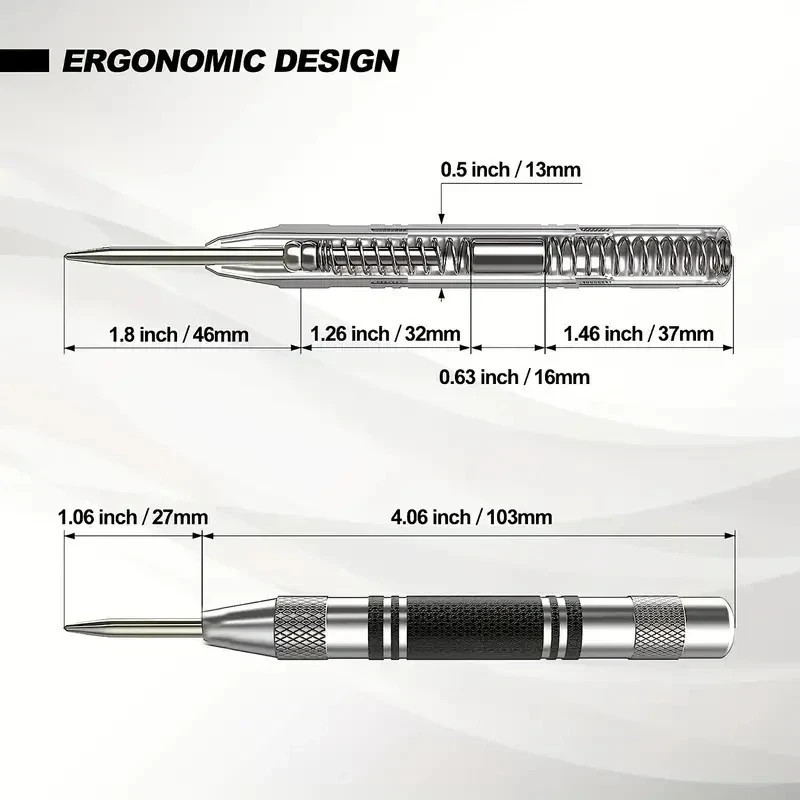 Automatic Center Punch Spring Loaded Hole Marker Tool for Wood Metal ...