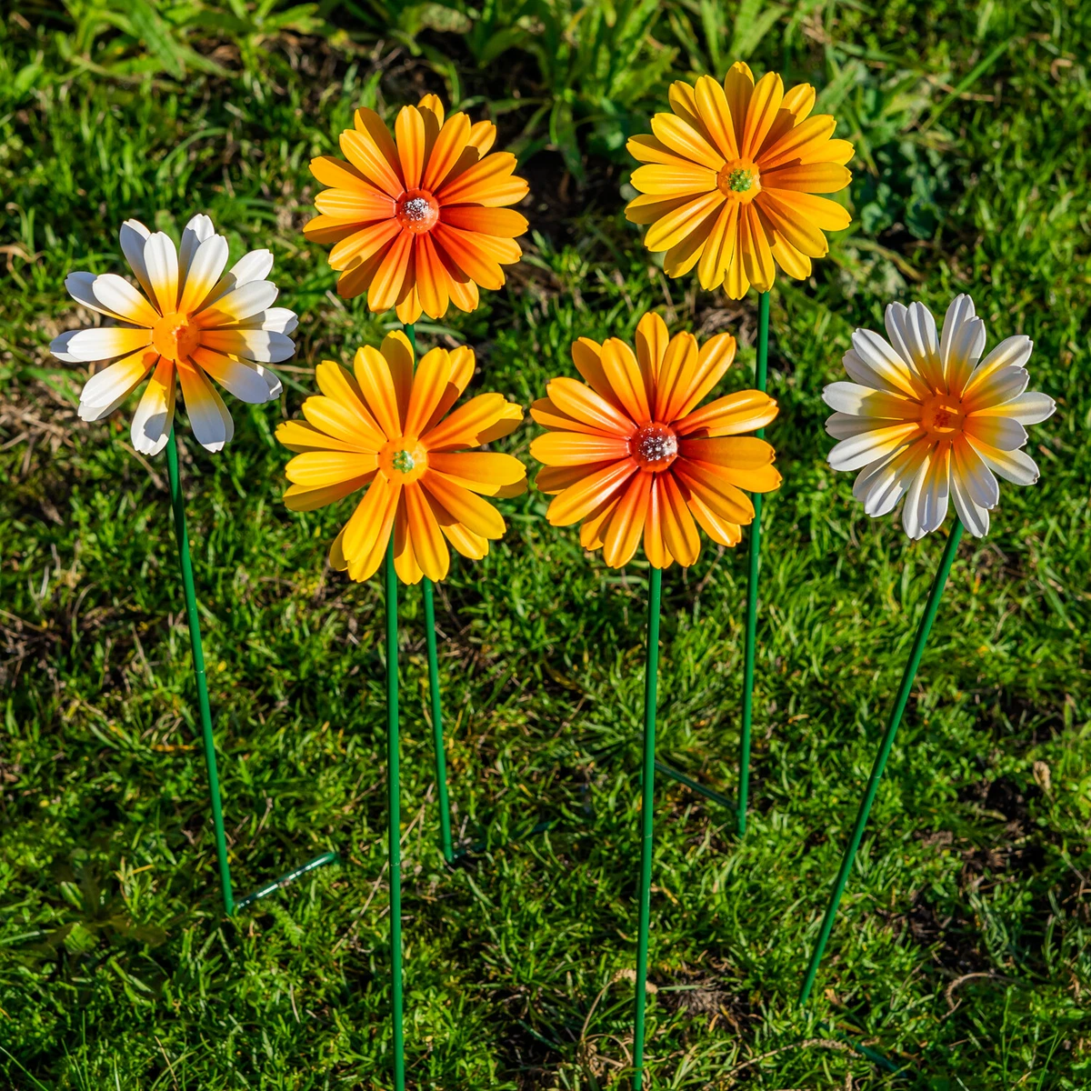 Set Of 12 Colour Metal Flower Garden Stakes – Robert, 41% OFF
