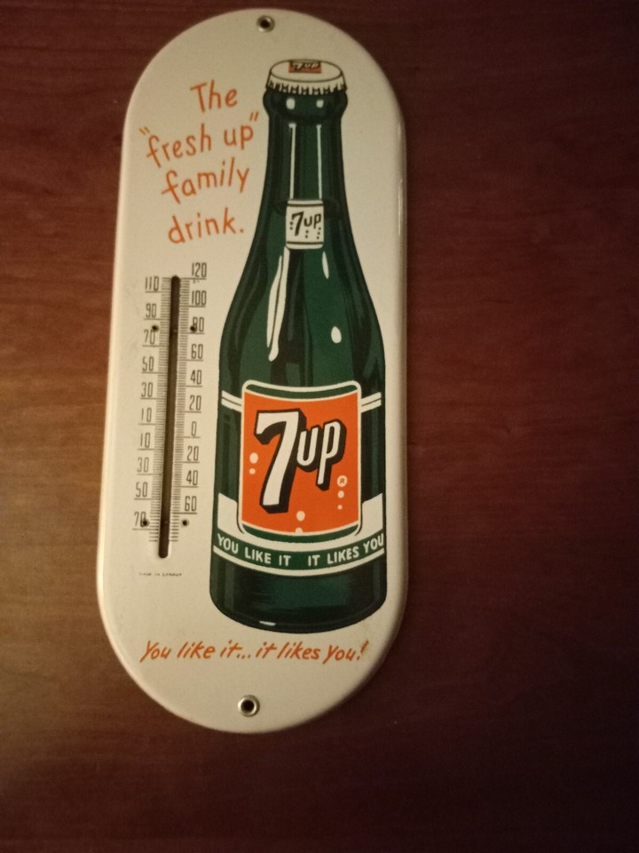 Vintage Thermometer 7Up Porcelain Thermometer…Advertising 7 Up VERY ...