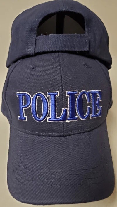 Police Cap Navy Blue Law Enforcement Hat Black Embroidered Letters | eBay