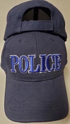 Police Cap Navy Blue Law Enforcement Hat Black Embroidered Letters | eBay