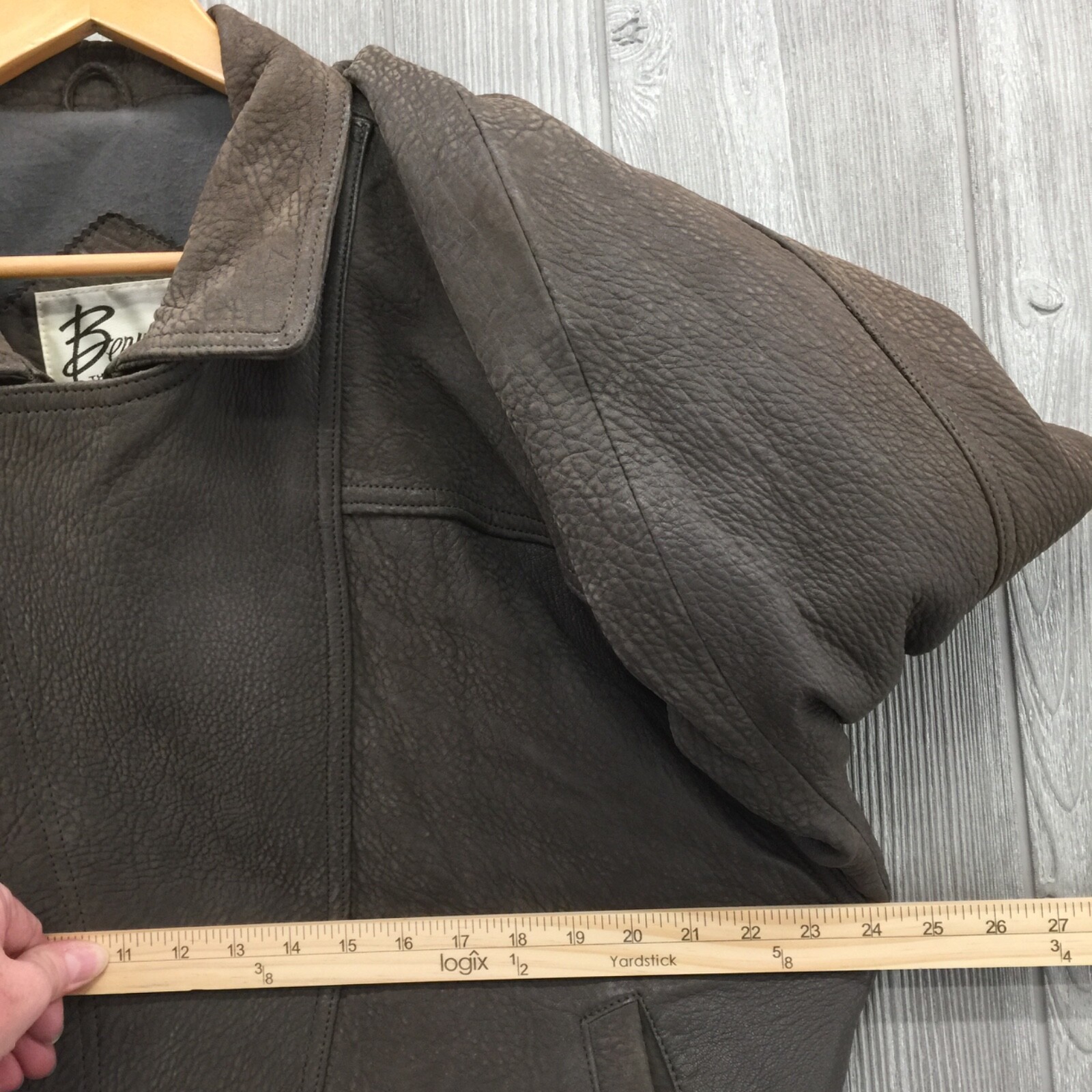 Vtg 90s Bermans Mens M Textured Soft Brown Leather Bomber Flight Jacket ...