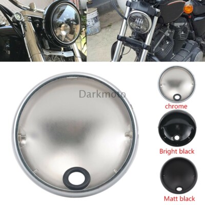 7" Motorcycle Headlight Housing Headlamp Light Shell Chrome / Black ...