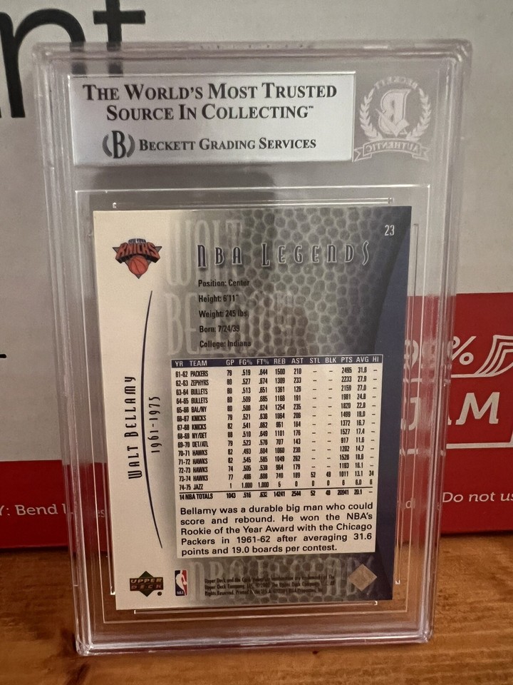 Walt Bellamy Signed 2001-02 Upper Deck Legends Beckett Authentic ...