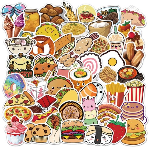 50Pcs Cute Fast Food Stickers Chips Hamburger Yummy Aesthetic Food-1 | eBay