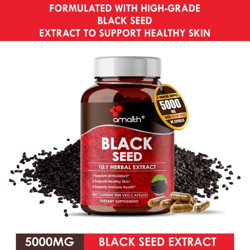 Black Seed Pure Cumin Extract 5000mg Capsules - 90 Count - Healthy Skin ...