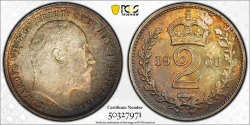 1908 Great Britain Maundy 2 Pence PCGS PL66 Lot#A9595 Silver! Gem BU! S ...