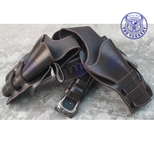 COWBOY USA 38/357 CAL Tooled Holster Gun Belt Drop Loop LEATHER Western ...