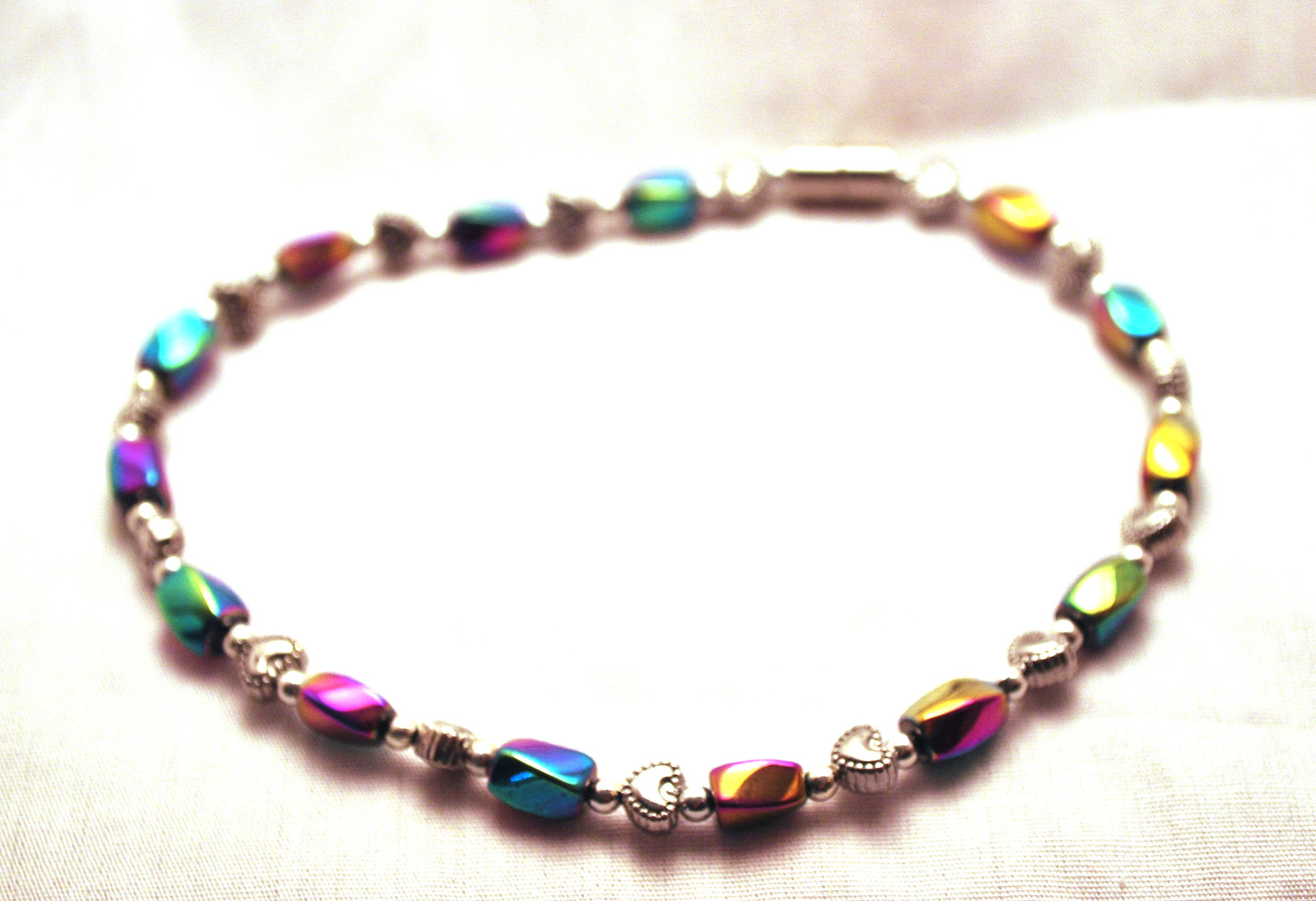 SALE: 10 IN RAINBOW HEMATITE & GOLD HEARTS MAGNETIC THERAPY ANKLET ...