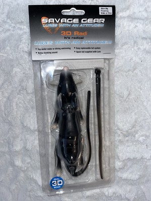 SAVAGE GEAR 3D RAD BLACK RAT BASS FISHING LURE 30CM TOP WATER WAKE DIVE ...