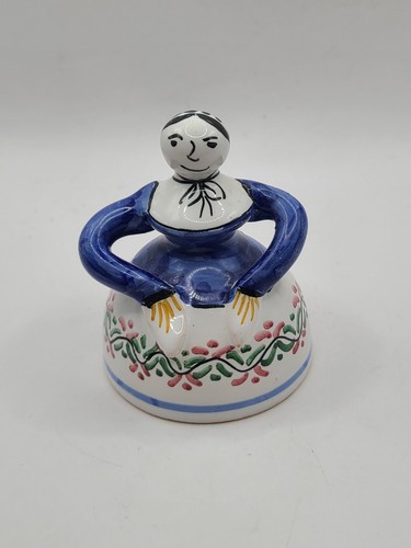 Vtg Spanish Folk Art Handmade Ceramic Bell Green Blue White Signed ...