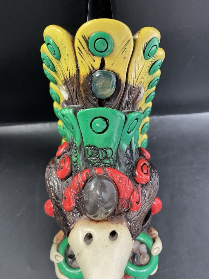 MEXICAN HAND-CARVED OBSIDIAN AZTEC MAYAN EAGLE WARRIOR CUAUHTLI ...