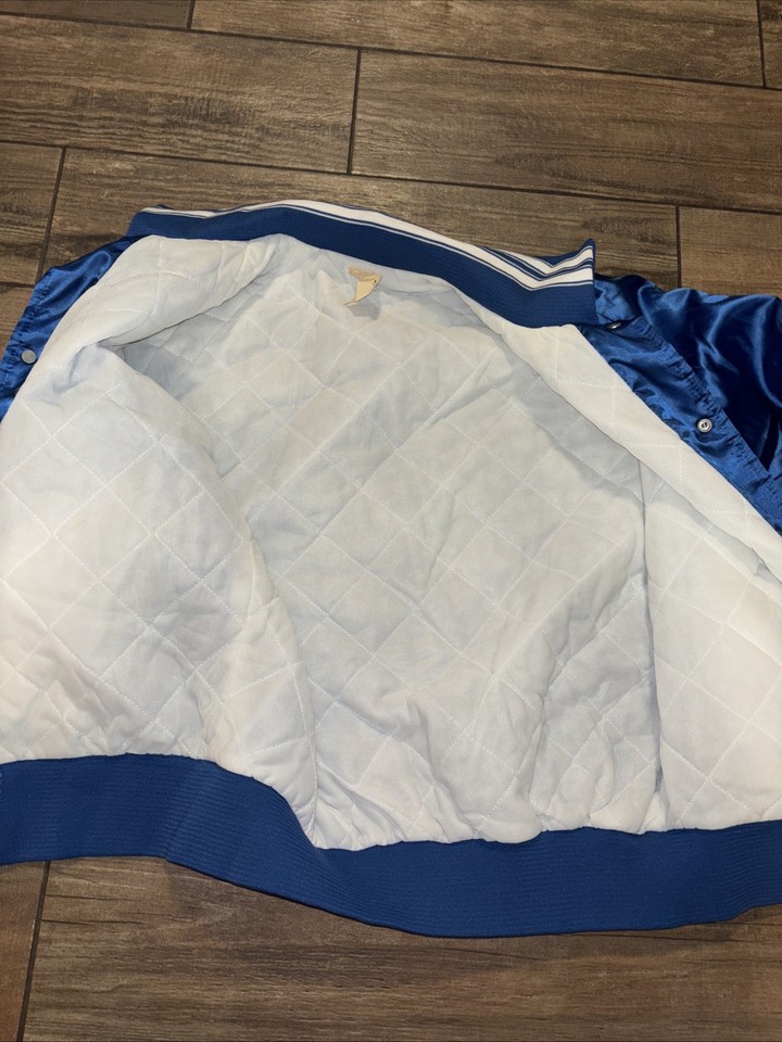 Vintage Satin Nasco Blue Button Up Bomber Jacket Adult Small Not ...
