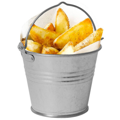 Genware Galvanised Steel Serving Buckets 8.5cm | Mini Food Presentation ...