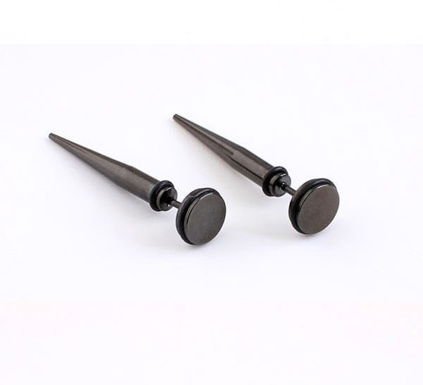 Mens Punk Taper Spike Stainless Steel Fake Cheater Ear Plug Earrings ...