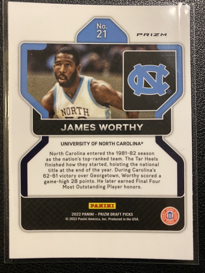 2022-23 Panini Prism Draft Picks James Worthy #21 Green Prism North ...