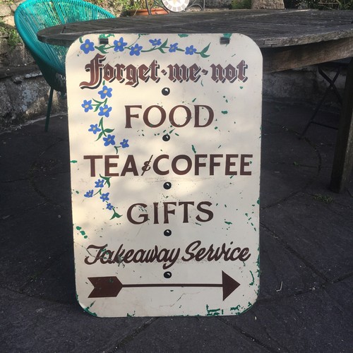 Large Vintage Forget Me Not Metal Cafe Sign Hand Painted Double Sided ...