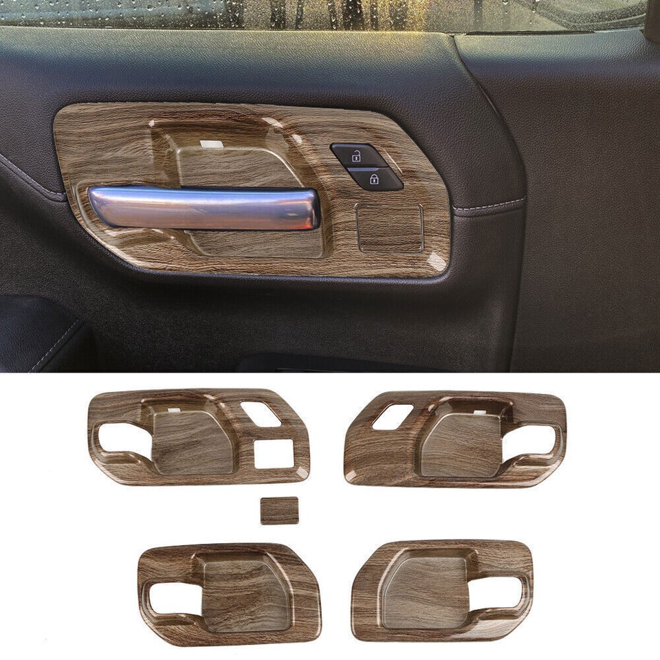 Center Console Interior Trim Cover Kit For Chevy Silverado 19-25 Wood ...