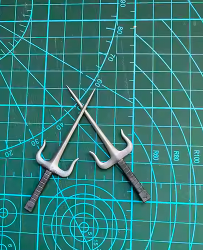 1 Pair 3D Painted 1/12 Scale Fork Sword Weapon Model for 6" Action ...