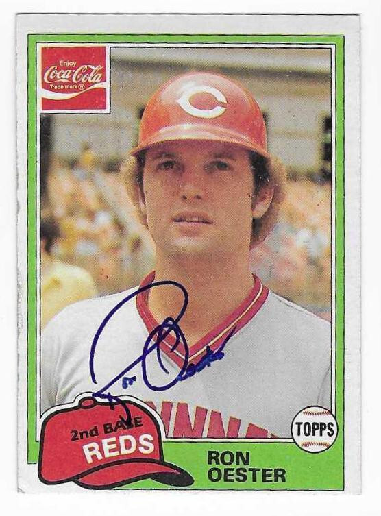 RON OESTER 1981 TOPPS COCA-COLA AUTOGRAPHED SIGNED # 9 CINCINNATI REDS ...