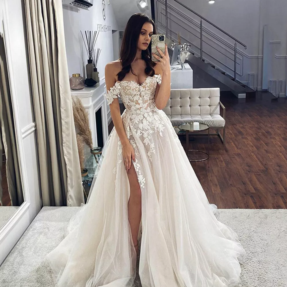 Off The Shoulder Lace Sweetheart Wedding Dresses