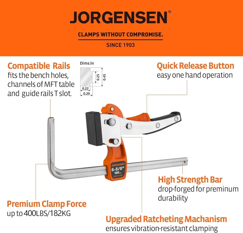 6-5/8" Ratcheting Table Clamp, Quick Release Track Saw Clamp, Guide ...