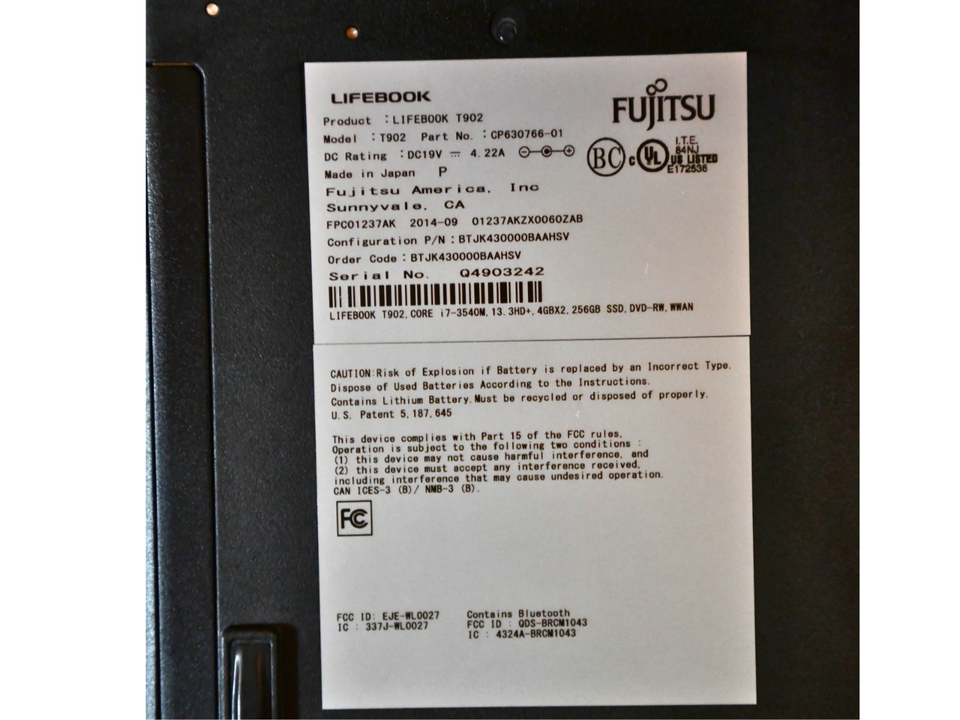 Fujitsu Lifebook T902 Touchscreen Laptop + Docking Station + Keyboard ...