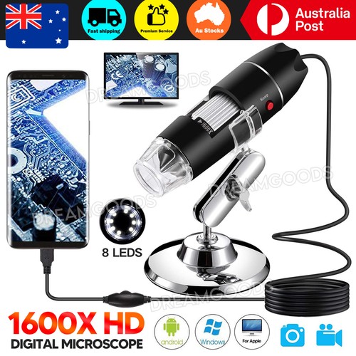Digital Zoom Microscope USB Handheld & Desktop Magnifier 8-LED Light 1600X AU | eBay Australia