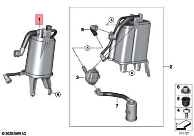 Genuine BMW F15 F16 Vapor Canister Activated Charcoal Filter OEM ...
