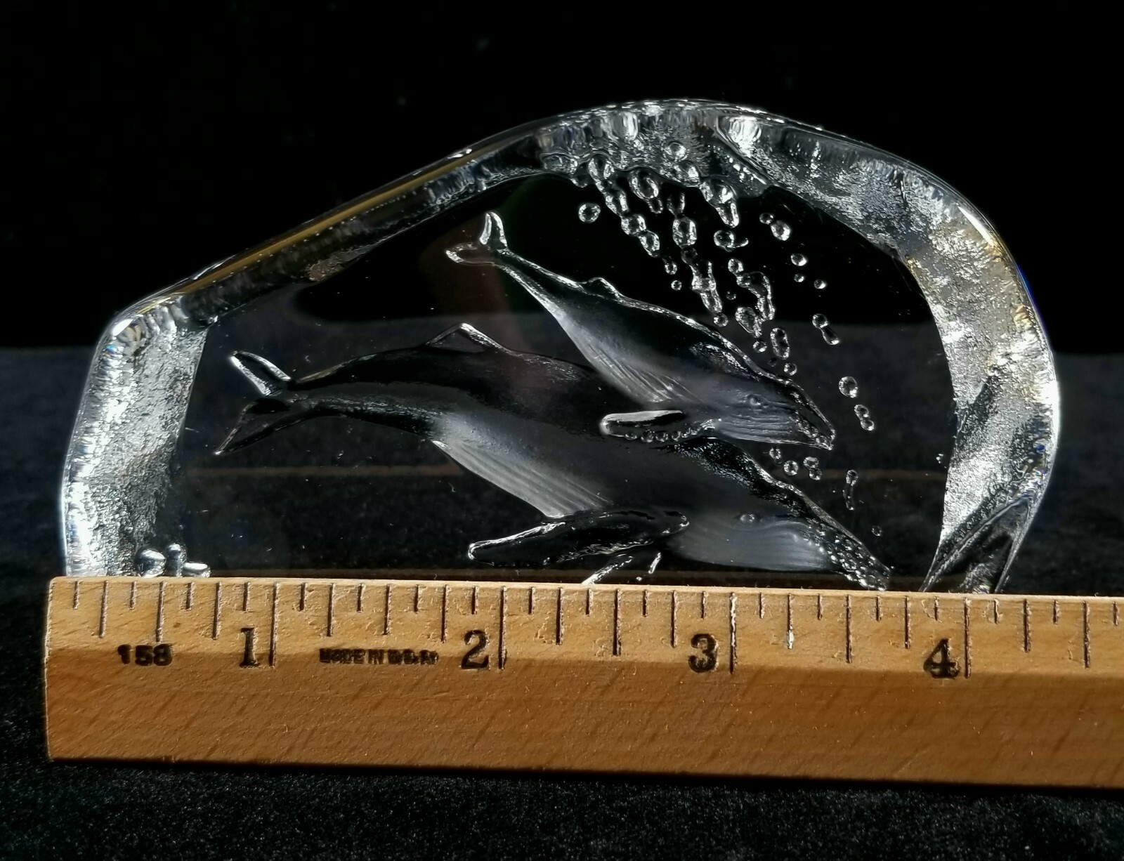 Dartington Crystal Capredoni Whales Paperweight Designer Signed England ...