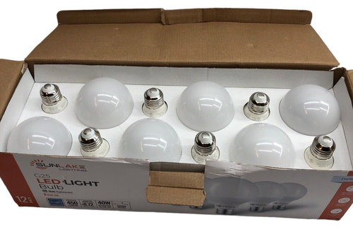 SunLake 10 Pack G25 Light Bulbs 40 Watt Equivalent, 4000K Cool White ...