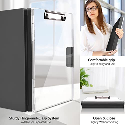 Heavy Duty Clearview Clipboard Folder File Case with 2 Storage and Pen ...