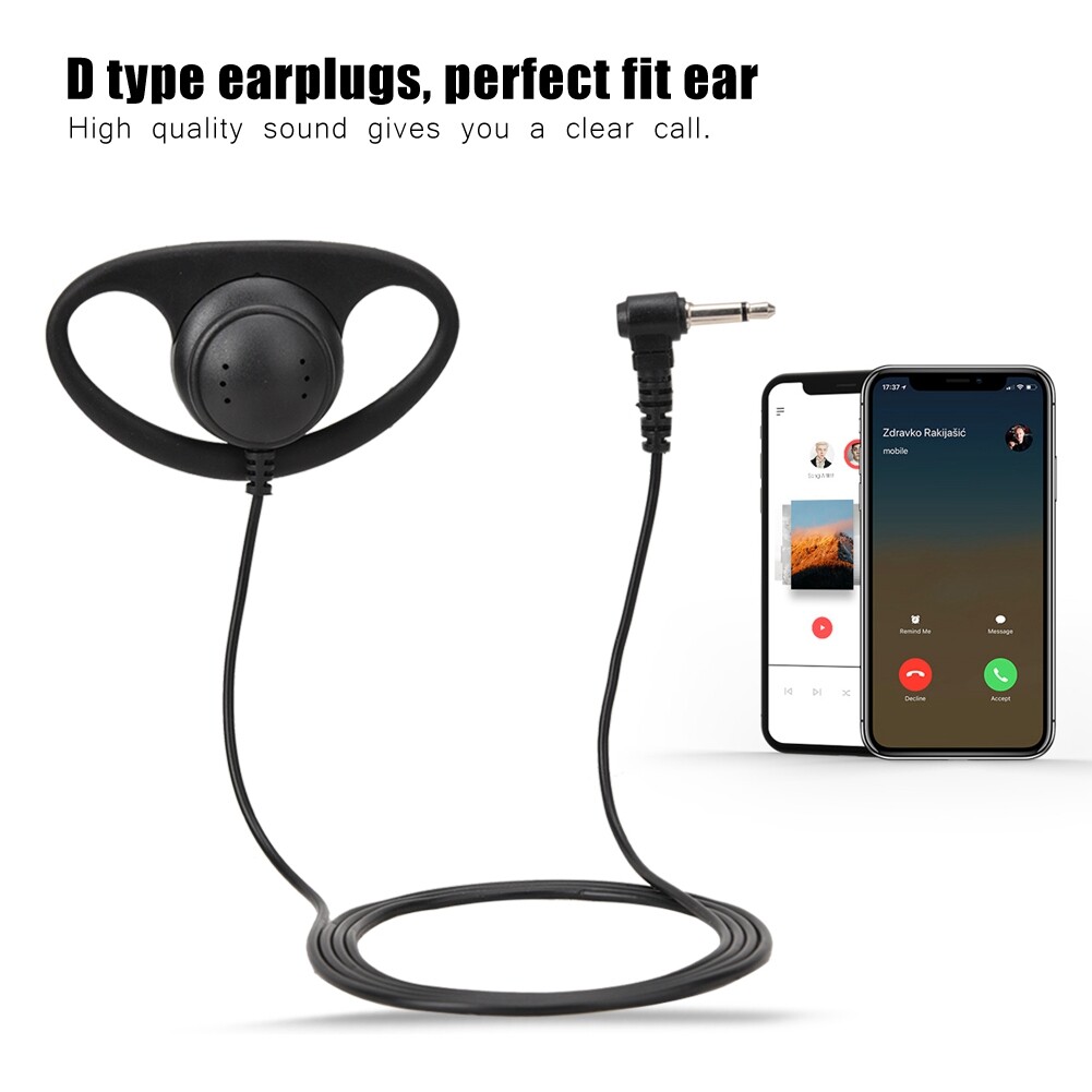 D Type 3.5 Mm Single Listening Earphone Hang Headset For Two Way Radio ...