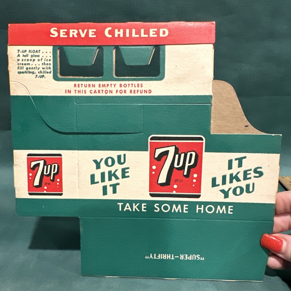 7up 6-Pack Bottles Carton Cardboard Soda Pop Carrier Fresh Up with 7UP ...