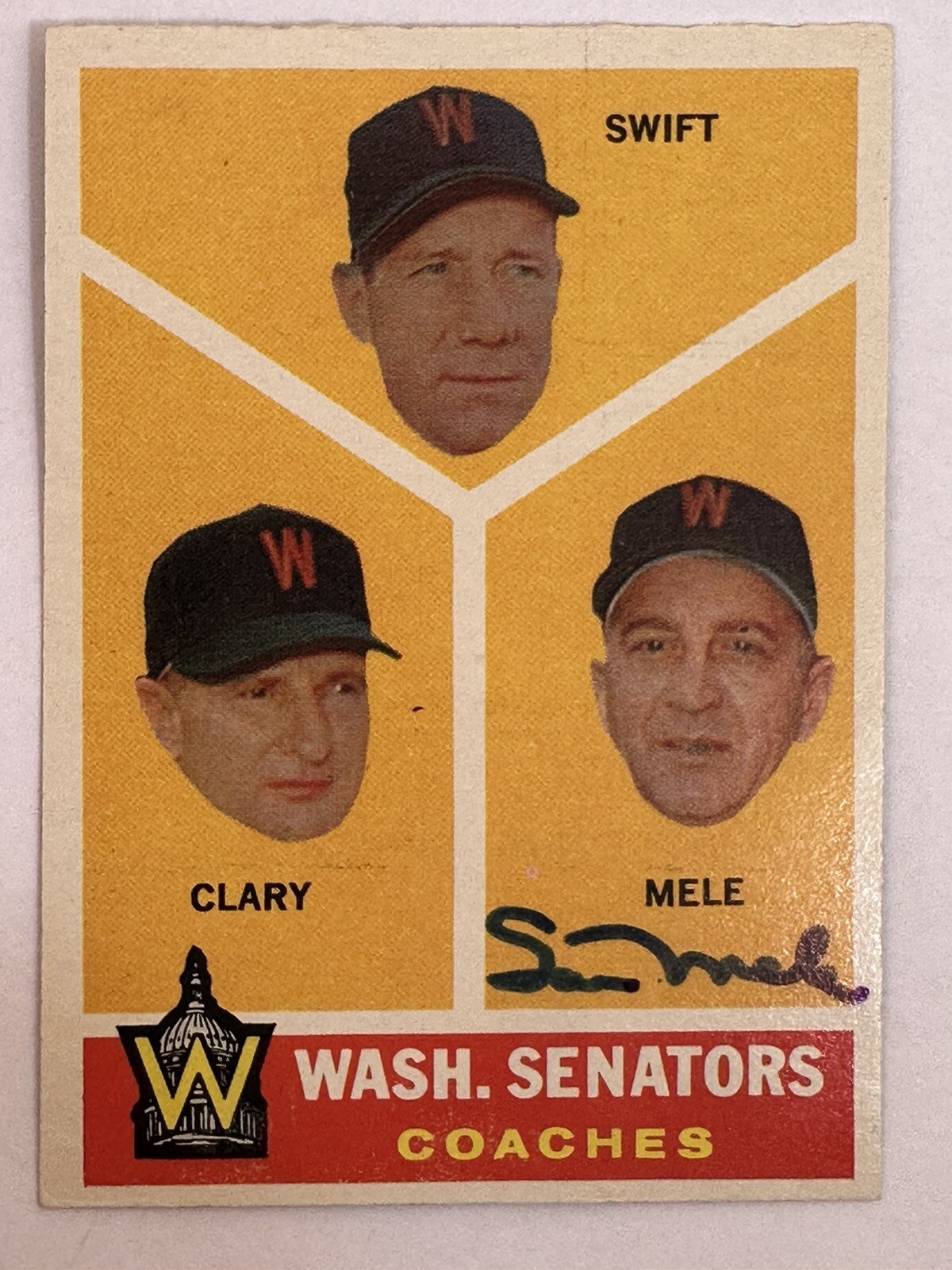 Sam Mele #470 Signed Autographed 1960 Topps Auto Signed Washington ...