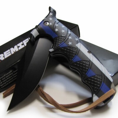 Police BLUE LINE FLAG Spring Assisted KNIFE Premier Edge Tactical ...