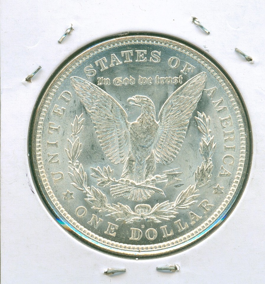 Untoned 1921-D Morgan dollar, coin is nice choice grade example to ...