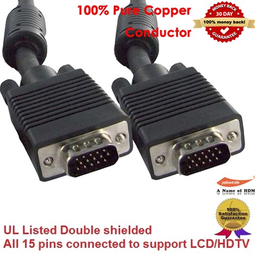 5M Premium VGA SVGA 15pin Monitor Cable Male to Male Lead PC TV Laptop ...