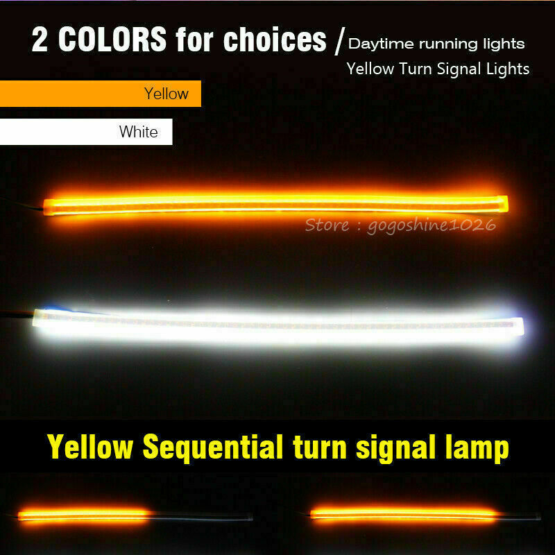 2 PCS 60cm LED DRL Light Sequential Flexible Turn Signal Strip For ...