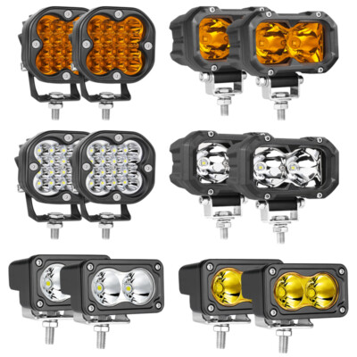3Inch LED Amber/White Cube Pods Work Light Bar Spot Fog Driving Offroad ...