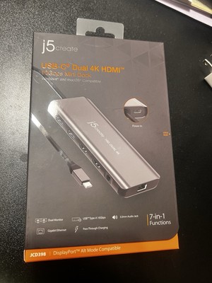 J5 Create USB-C Dual 4k HDMI 10gbps mini dock JCD398 NEW With Free ...