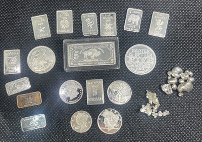 33 Pc .999 Silver Bars Rounds Crystals & Silver Shot Starter Pack ...
