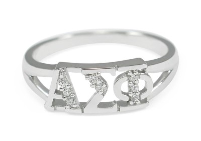 Alpha Sigma Phi Sterling Silver Ring with Simulated Diamonds | eBay