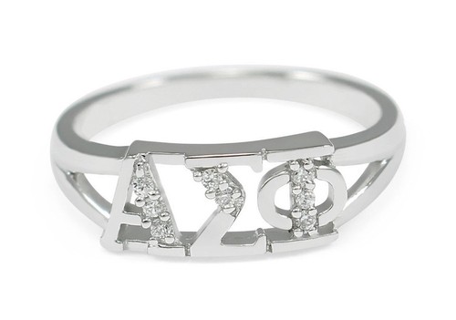 Alpha Sigma Phi Sterling Silver Ring with Simulated Diamonds | eBay