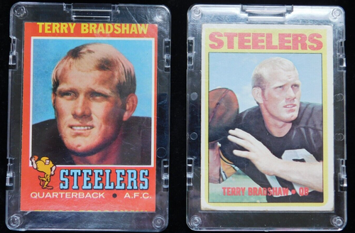 lot of 4 topps football cards terry bradshaw 1971 1972 1976 1981 rookie ...