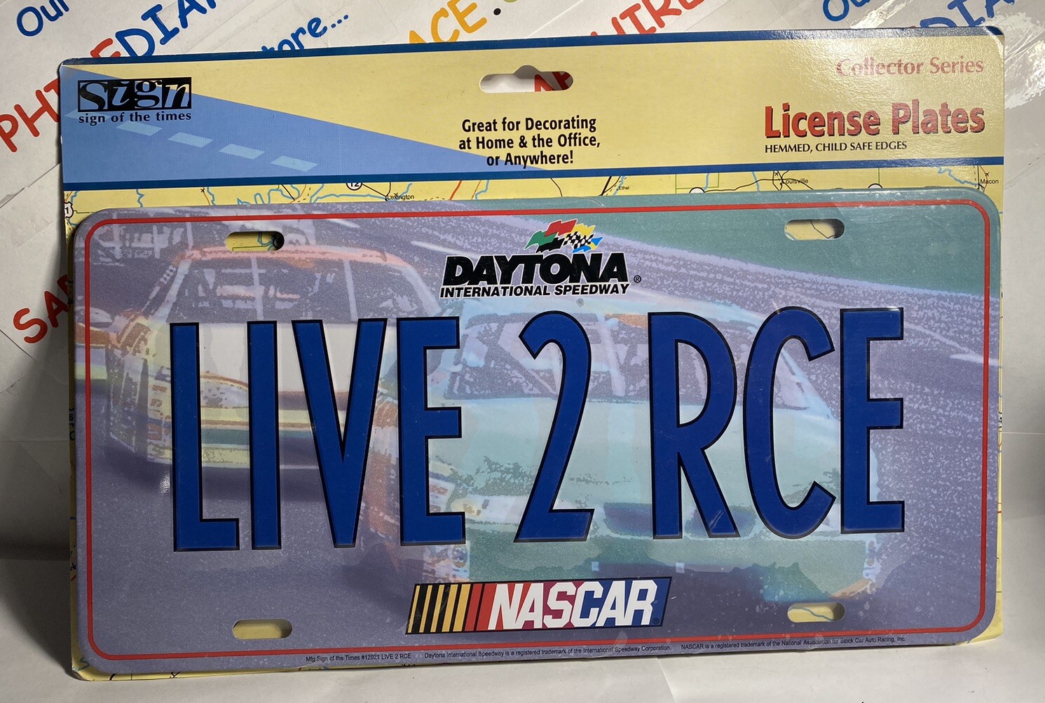 NASCAR LIVE TO RCE COLLECTABLE SOUVENIR LICENSE PLATE. SOLD AS IS. RARE ...