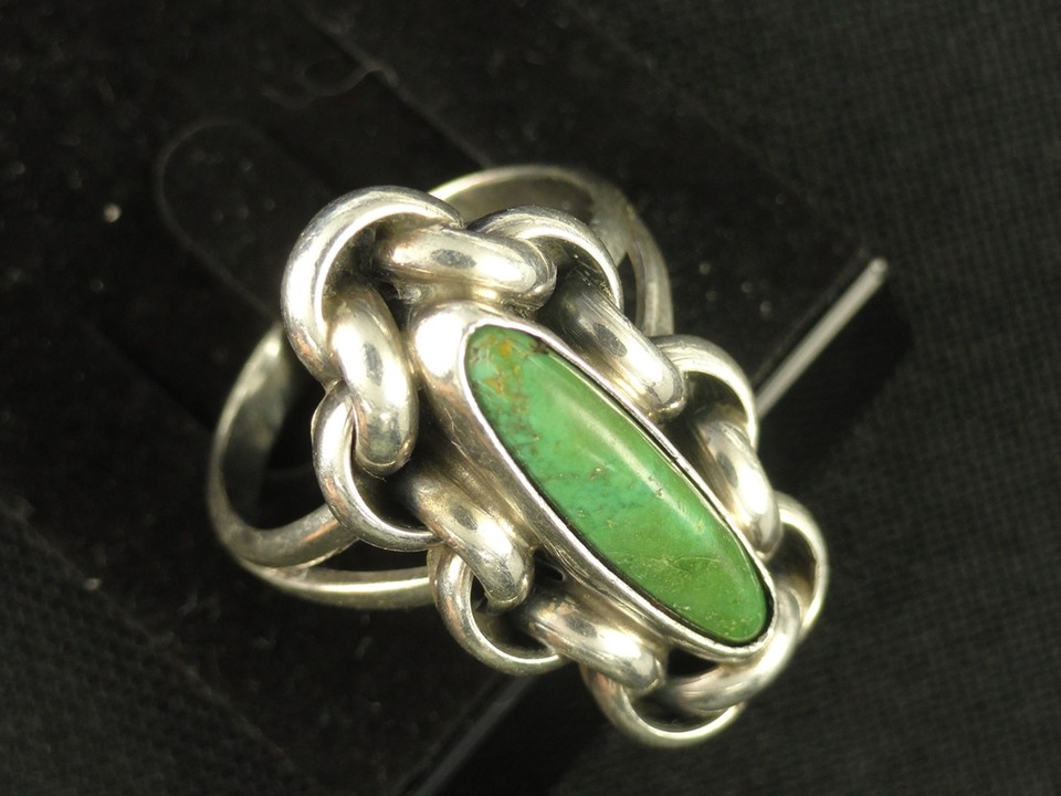 VINTAGE NAVAJO SIGNED RAYMOND PLATERO RBP 925 STERLING SILVER & JADE ...