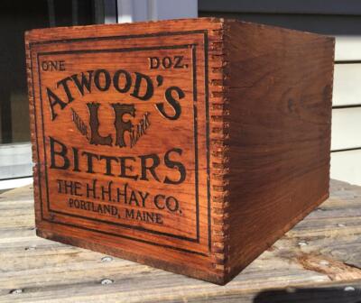 Rare Antique Advertising Atwood's LF Bitters Wood Ship Box H.H. Hay Co ...